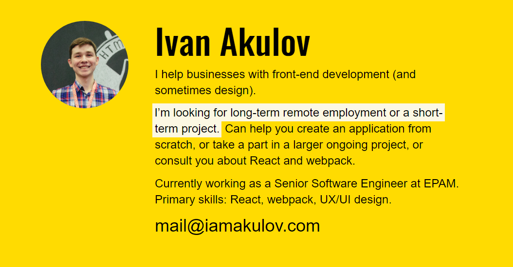 Ivan Akulov’s CV